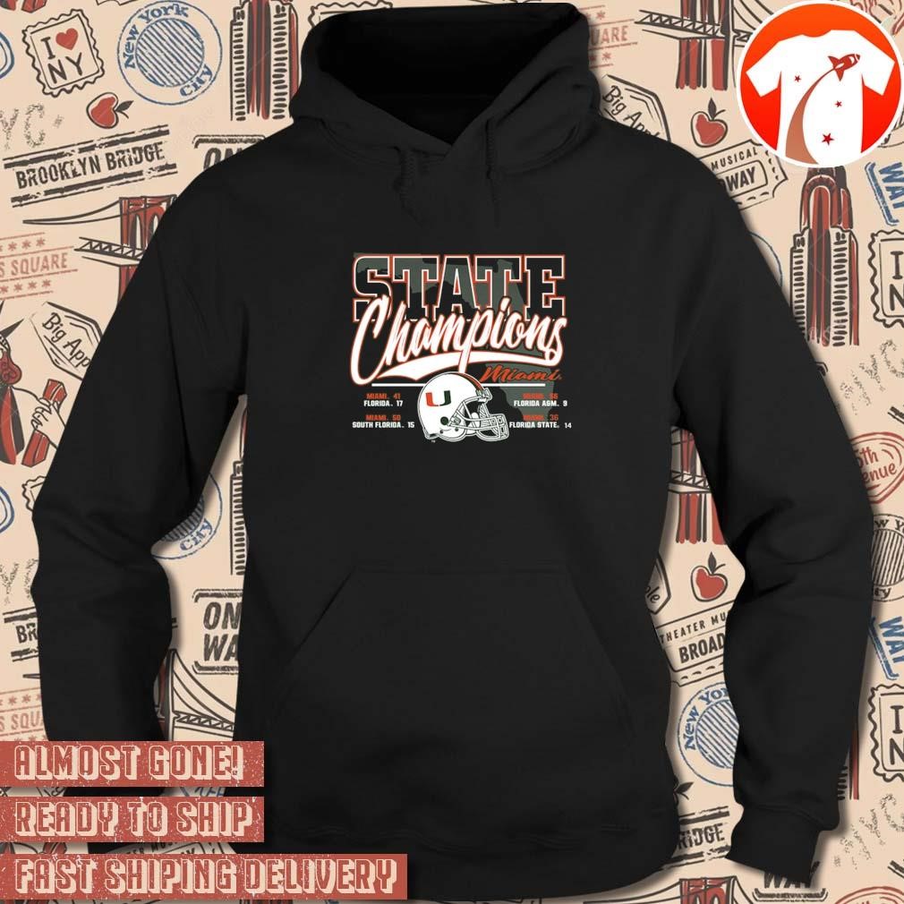 Official Miami Hurricanes State Champions Score NCAA 2024 Miami 41 Florida 17 t shirt hoodie sweater long sleeve and tank top